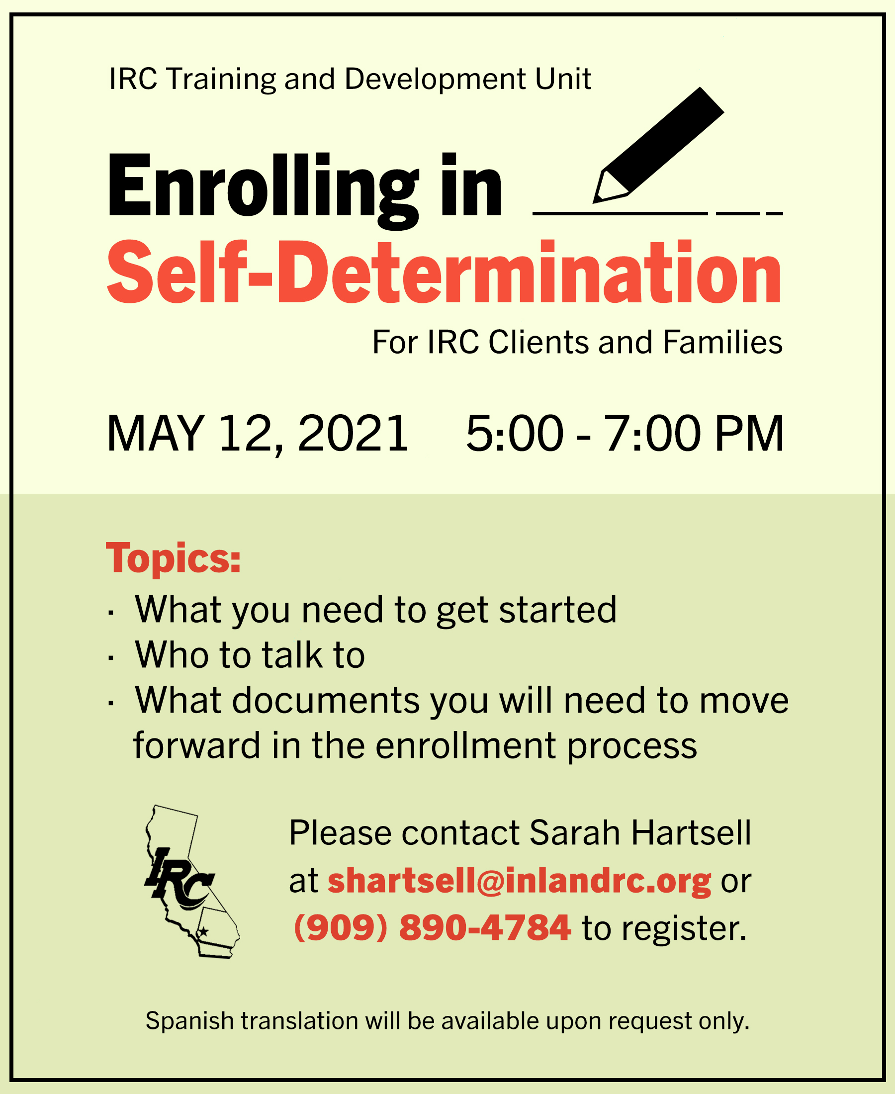 Enrolling in Self Determination – Virtual Training - Inland Regional Center