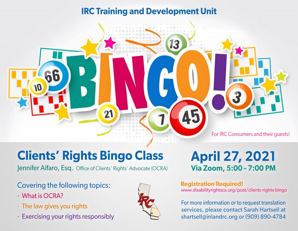 Clients Rights Bingo Class Webinar Inland Regional Center Clients Rights Bingo Class Webinar Inland Regional Center