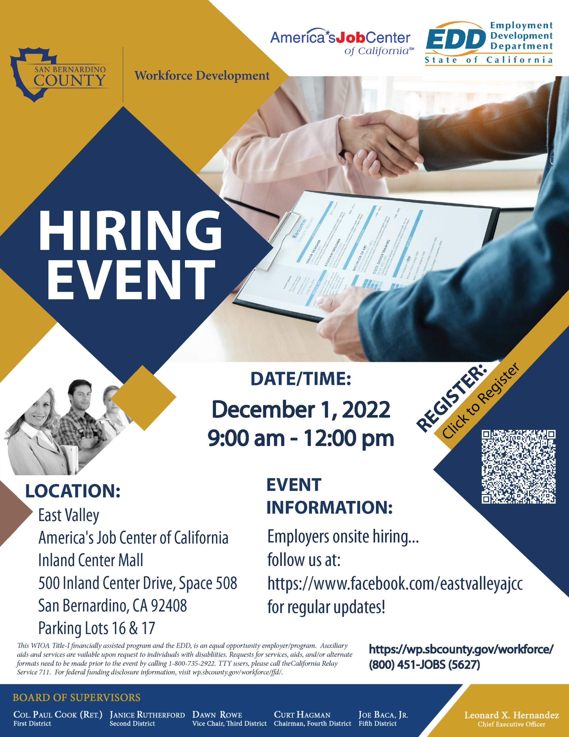 SBCWD Hiring Event - Inland Regional Center