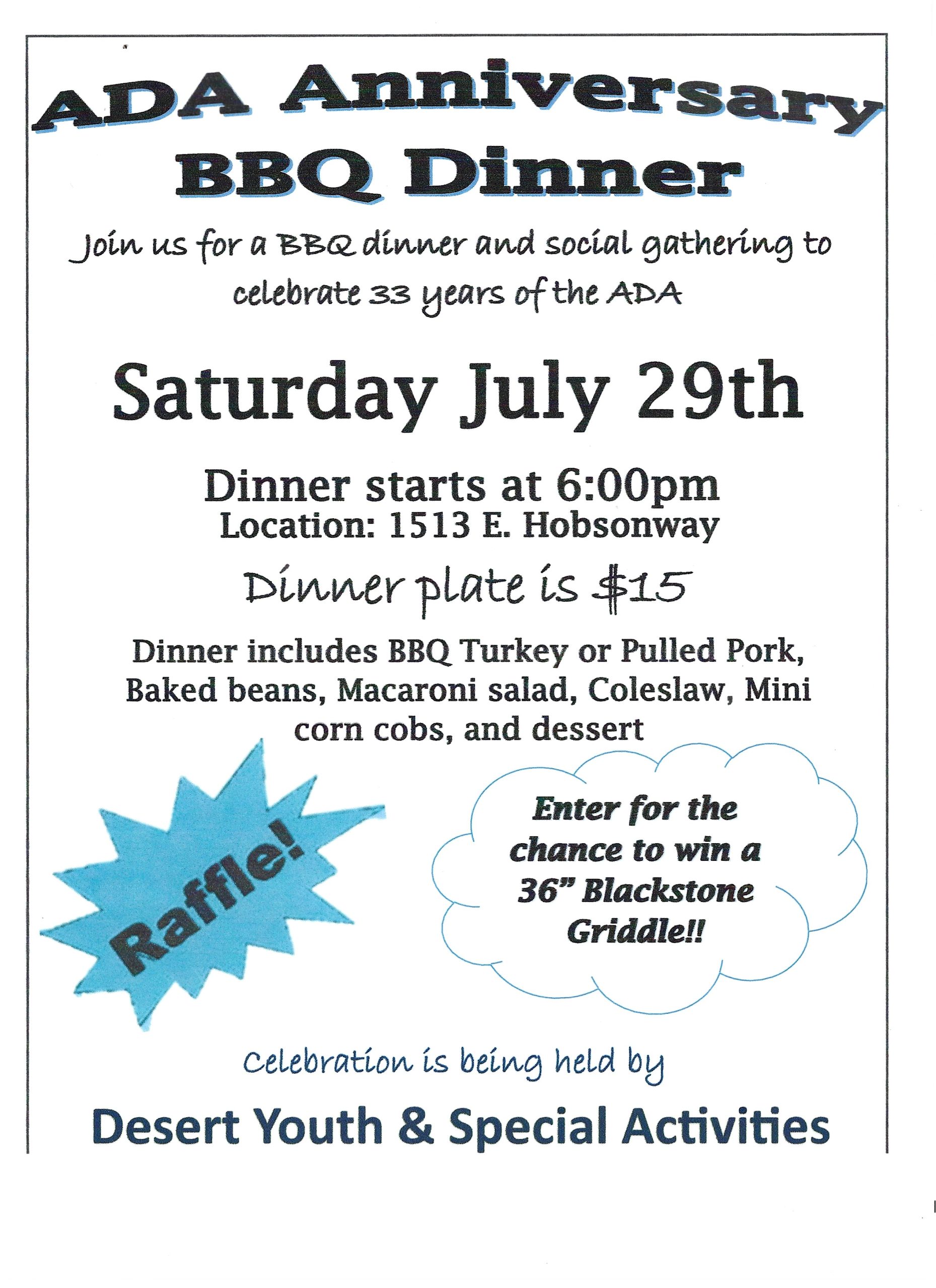 ADA Anniversary BBQ Dinner | Inland Regional Center