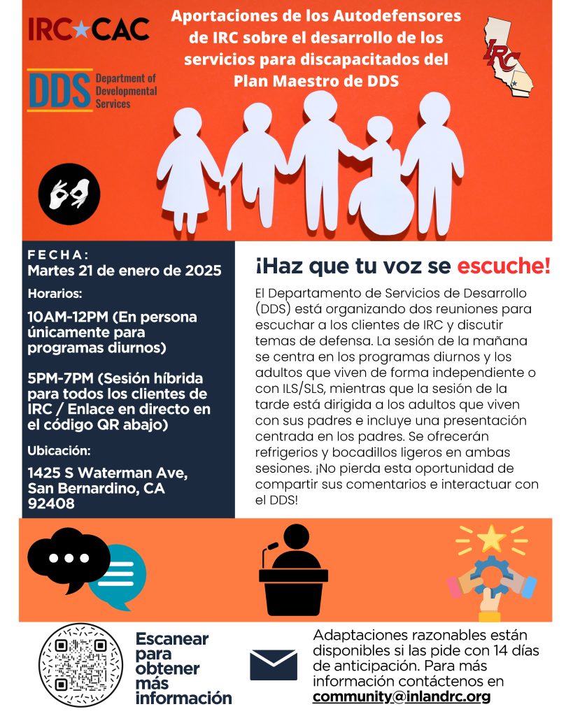 IRC Self-Advocates Input on the Development of DDS Master Plan ...