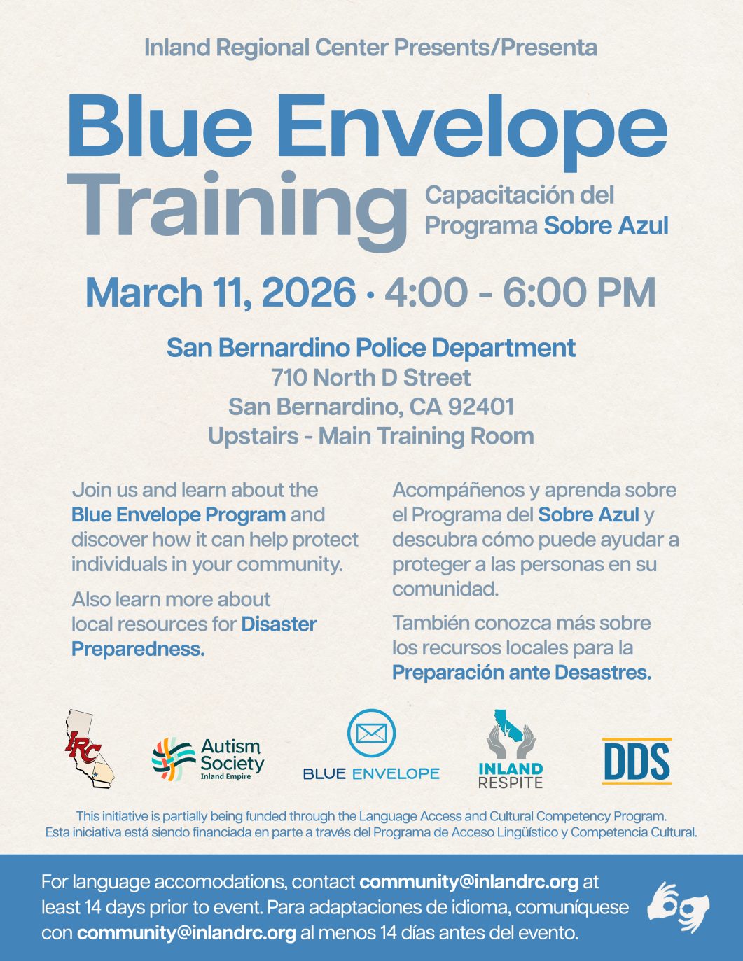 IRC Blue Envelope Training – San Bernardino | Inland Regional Center